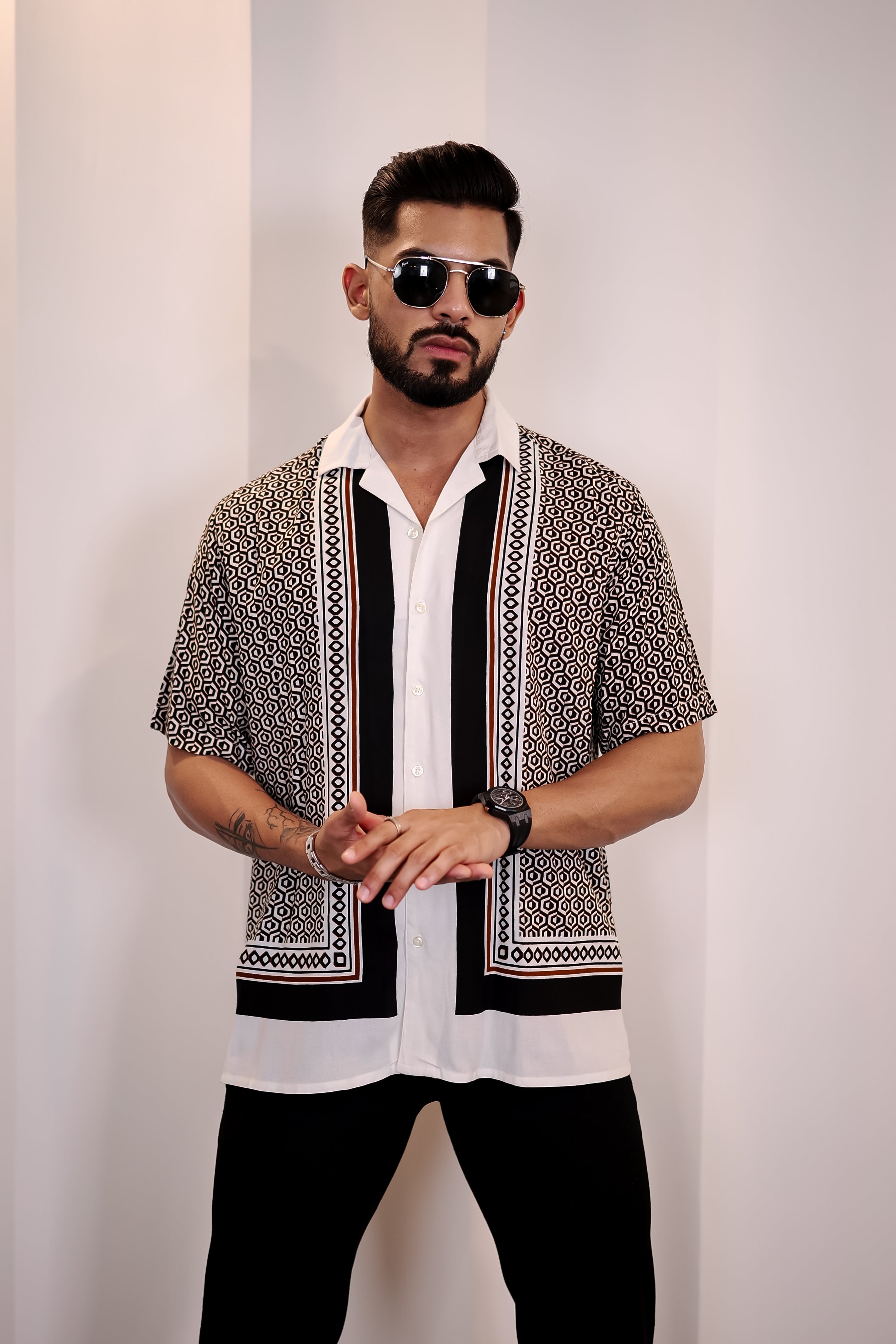 Hexagon Pattern Cuban Shirt – Eszett