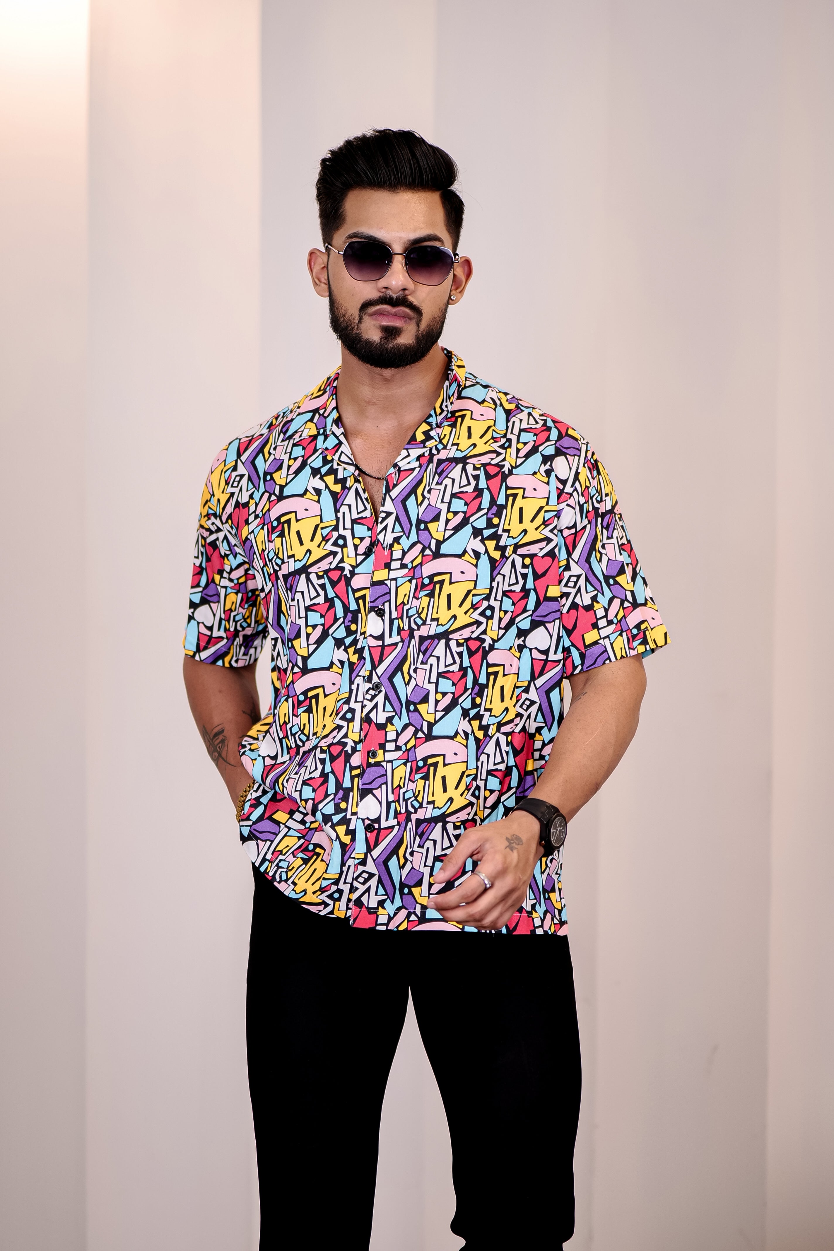 Geometric Pattern Cuban Shirt – Eszett